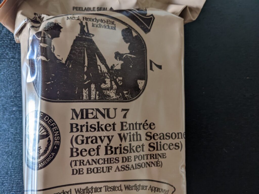 【写真のみ】2017年製米軍MREメニューNo.7「Brisket Entree(Gravy With Seasoned Beef ...