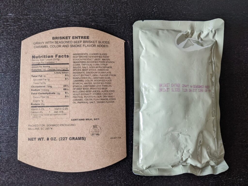 【写真のみ】2017年製米軍MREメニューNo.7「Brisket Entree(Gravy With Seasoned Beef ...