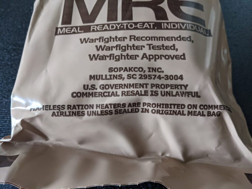【写真のみ】2017年製米軍MREメニューNo.11「VEGETABLE CRUMBLES WITH PASTA IN TACO STYLE ...